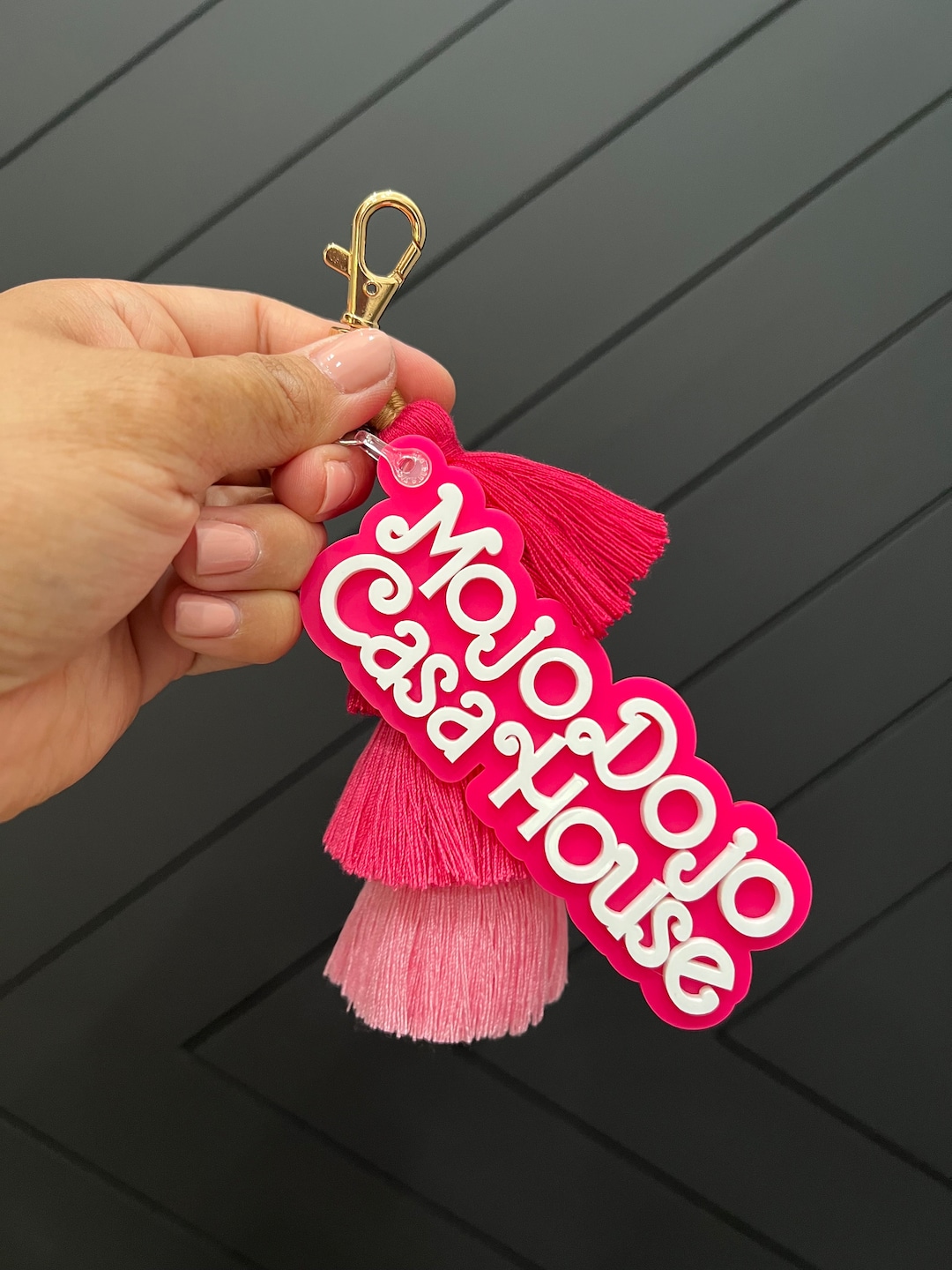 Mojo Dojo Malibu Doll Inspired Keychain With Jumbo Tassels, Hot Pink ...