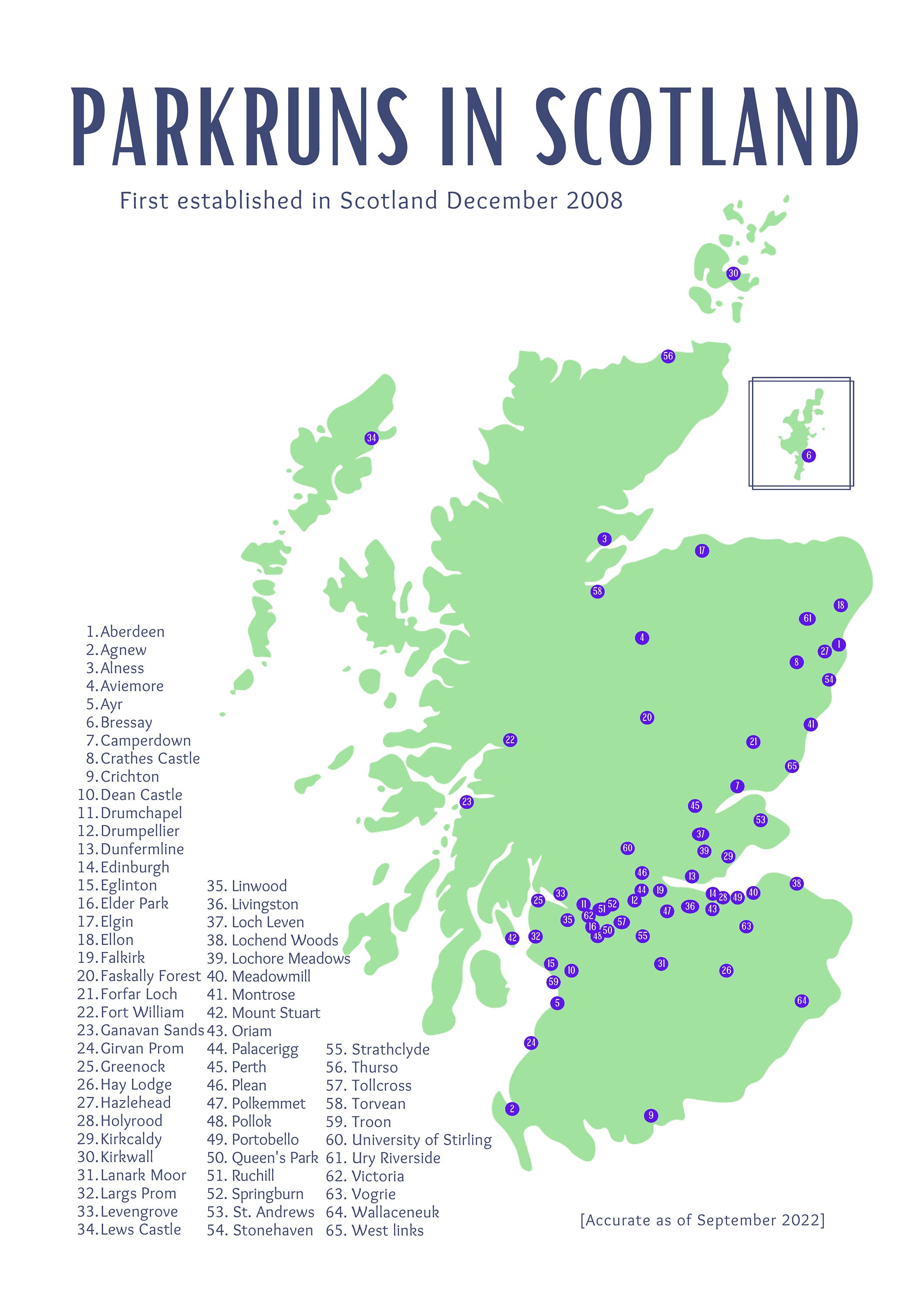 Parkruns in Scotland Map - Etsy UK
