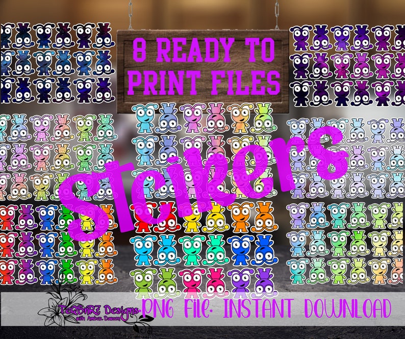 Cricut Cutie Stickers Pngs - Ready to Print - 8 Pages PNG- Instant ...