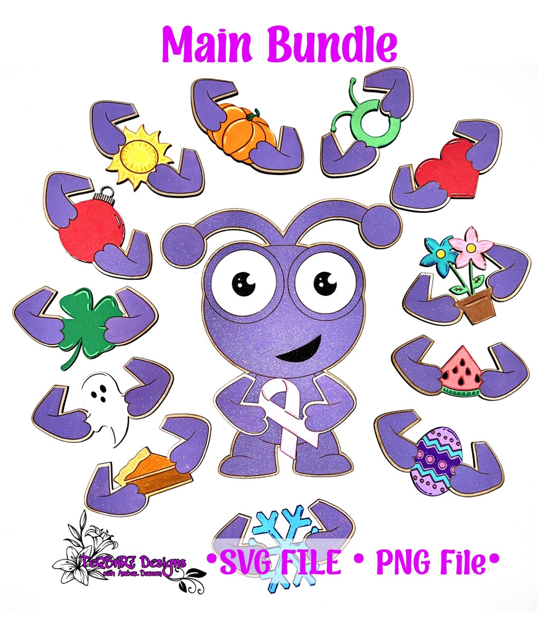 Interchangeable Seasonal Cricut Cutie Main Bundle SVG PNG Cut Files ...