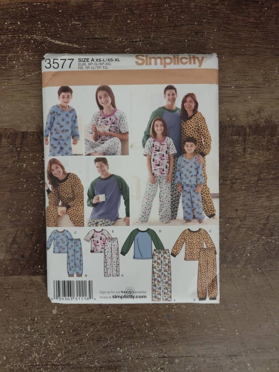 Simplicity Pattern 3577 Family Pajamas - Etsy