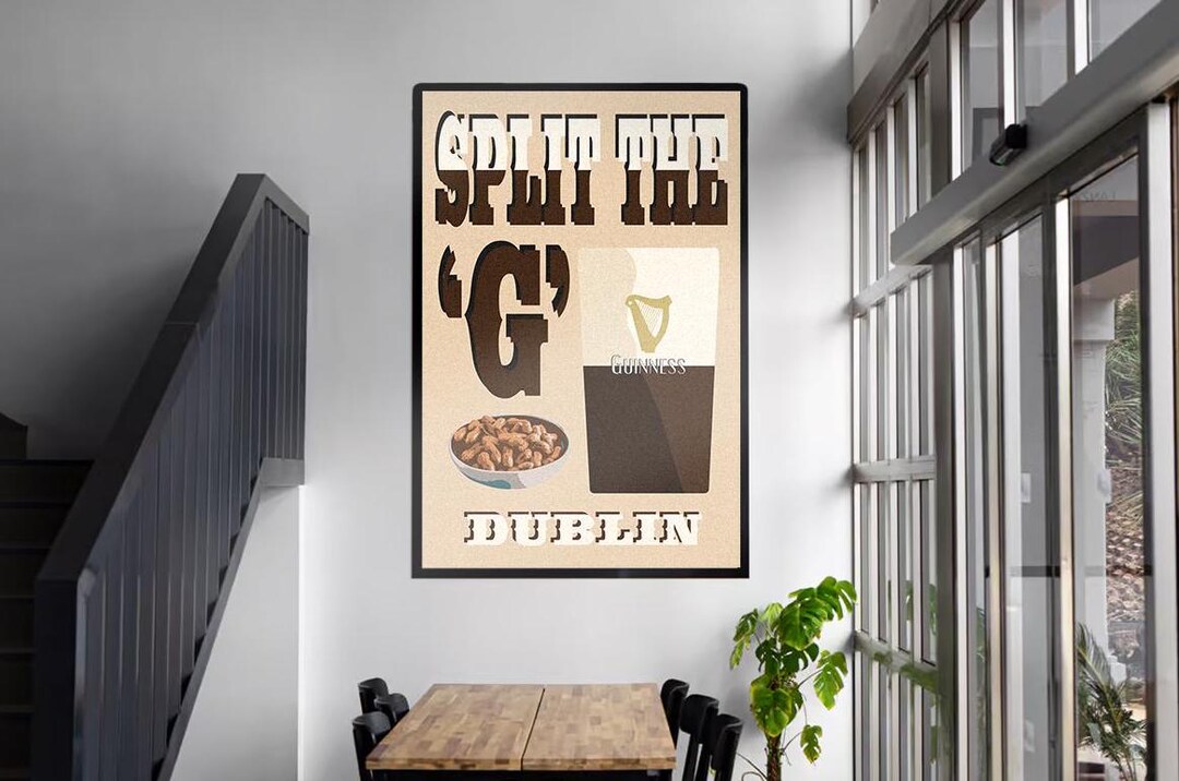 Guinness 'split the G' Irish Retro Style Poster Gifts for Men Wall Art ...