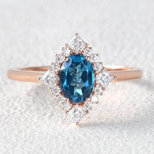 London Blue Topaz Engagement Ring Oval Shape Blue Topaz 14k - Etsy