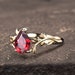 Pear Shaped Ruby Gemstone Jewelry Engagement Ring 14K Yellow Gold Twig ...