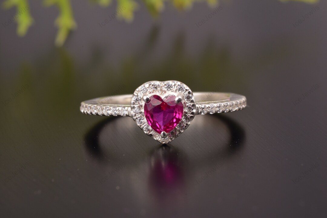 Antique Heart Shape Ruby Ring for Women, Lovely Ruby Ring for Wedding ...