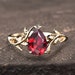 Pear Shaped Ruby Gemstone Jewelry Engagement Ring 14K Yellow Gold Twig ...
