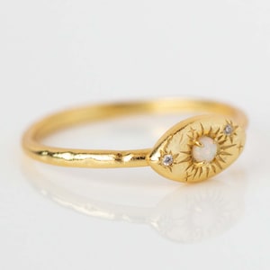 14K Gold Opal Evil Eye Engagement Ring Solid Gold Handmade - Etsy