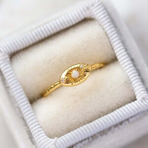 14K Gold Opal Evil Eye Engagement Ring Solid Gold Handmade - Etsy