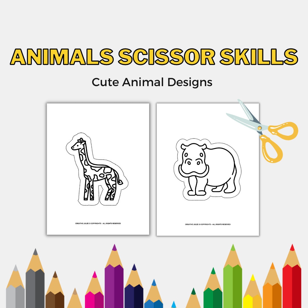 Animals Scissor Skills Preschool Activity for Kids 3-5 Printable for ...