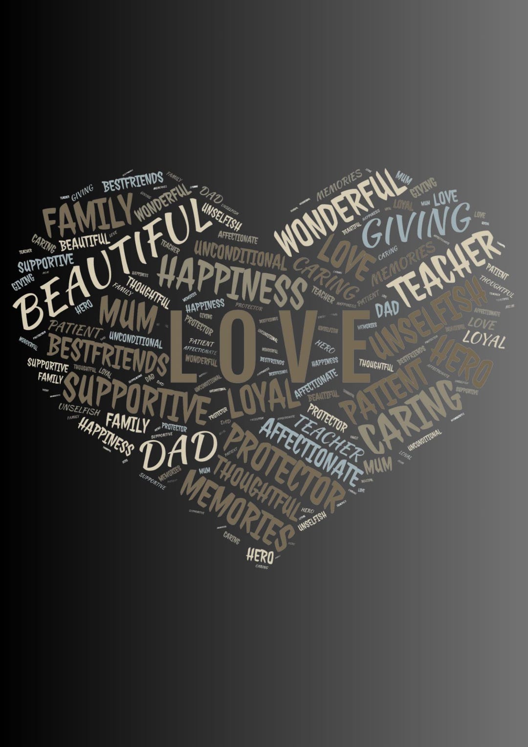 Family Love Heart Word Art - Etsy