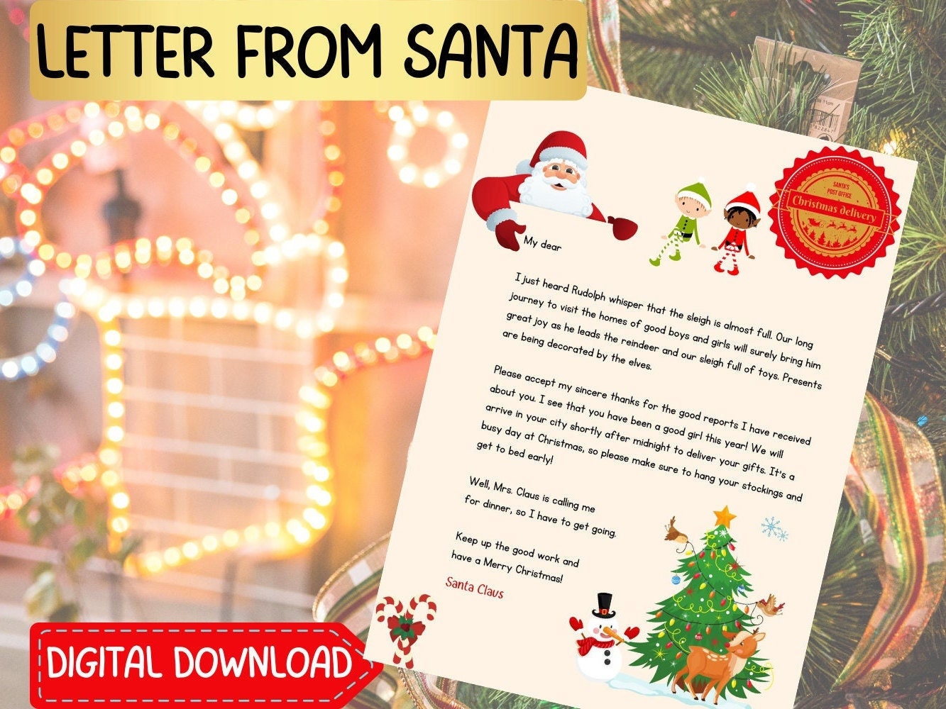 Letter From Santa PRINTABLE/ Kids Letter to Santa / Boy&girl ...