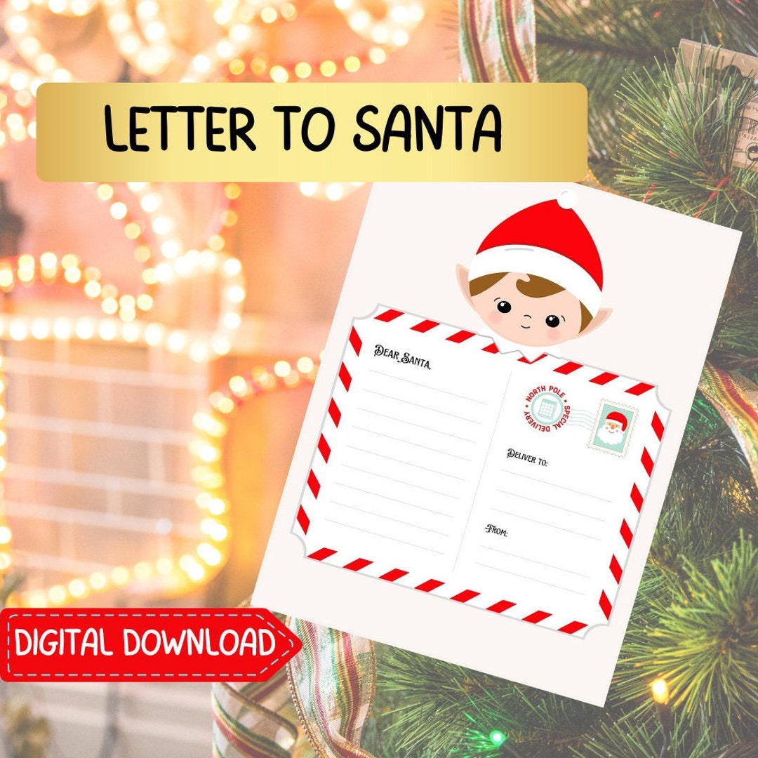 Letter to Santa PRINTABLE/ Kids Letter to Santa / Christmas Postcard ...