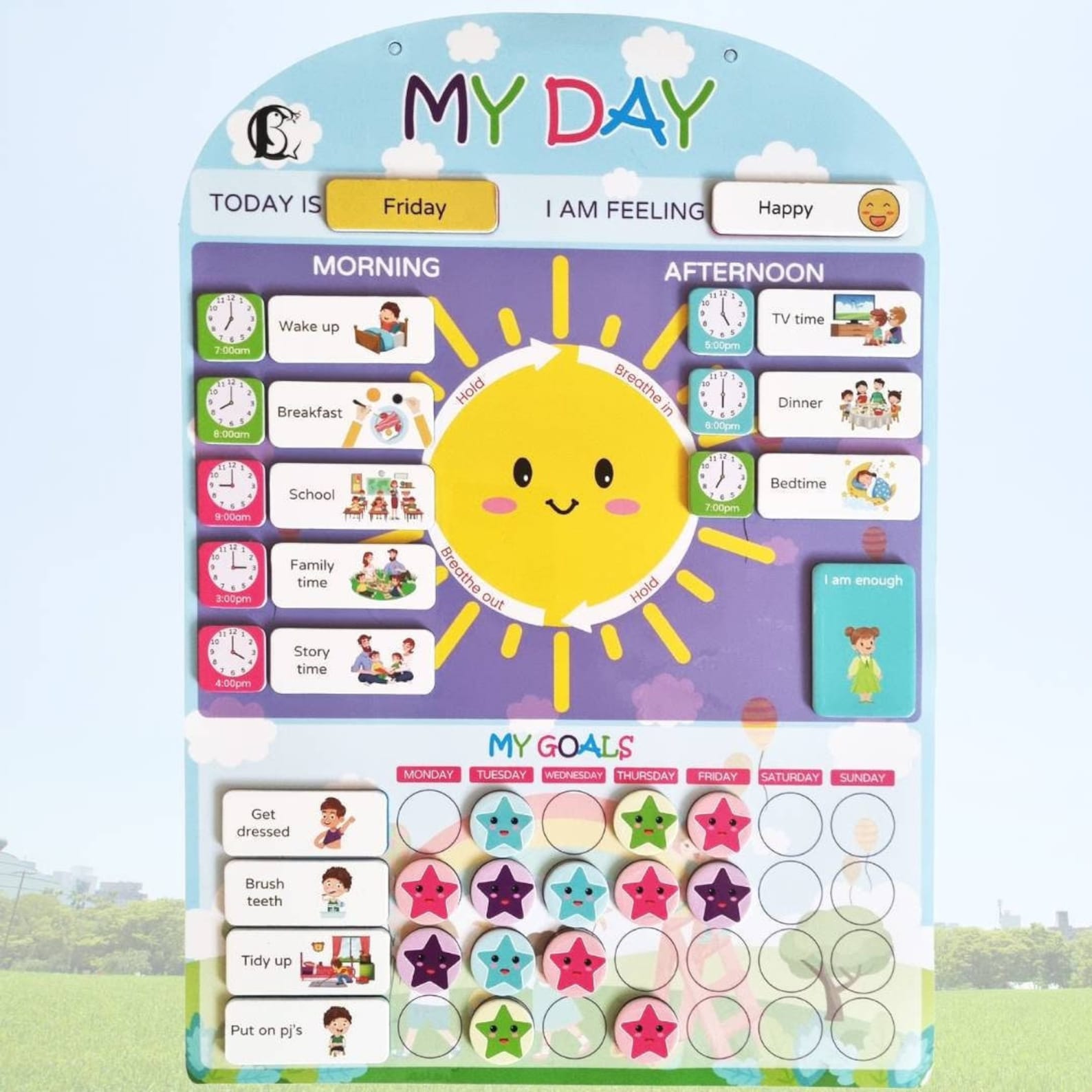 Children's Magnetic Daily Routine Chart/goals Chart, Mindfulness Chart ...