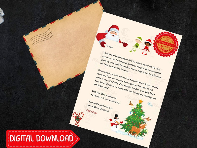 Letter From Santa PRINTABLE/ Kids Letter to Santa / Boy&girl / - Etsy