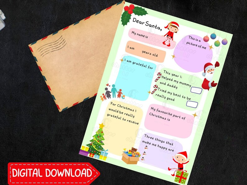 Mindful Christmas Activity PRINTABLE/ Kids Letter to Santa / Christmas ...