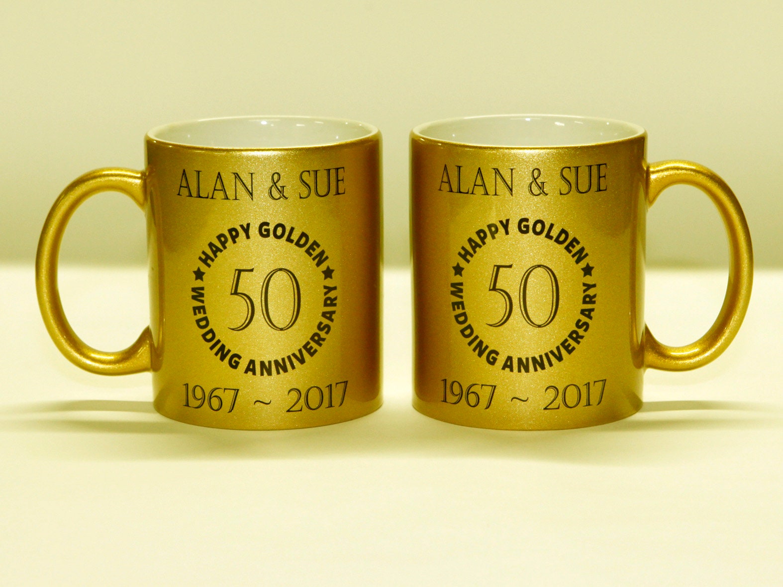 Personalised Golden Wedding Anniversary Pair of Matching Mugs ...