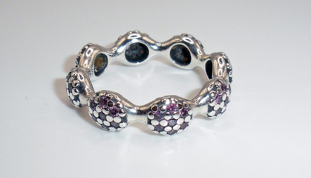 Pandora Sterling Silver 8-pod Pave' Violet Cubic Zirconia Ring (size 5 ...