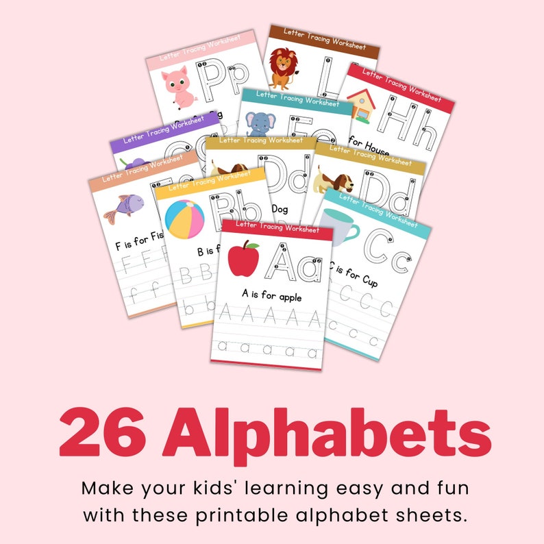 Printable 26 Alphabet Worksheet for Kids - Etsy