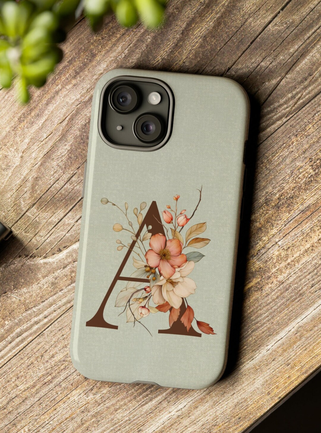 Custom Monogram Letter Phone Case Cottagecore Watercolor Floral Pro Max ...
