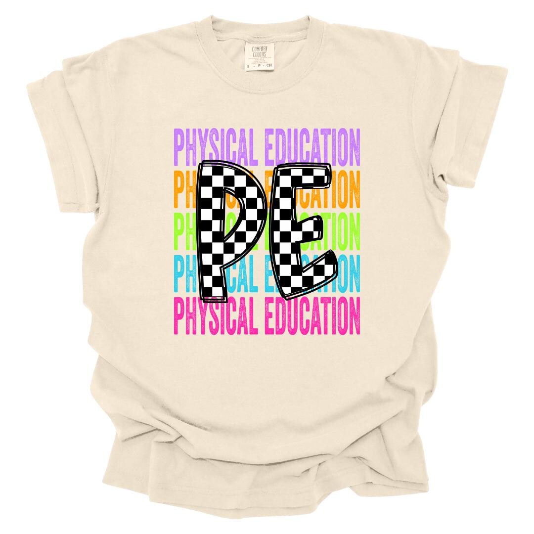 Checkered PE Rainbow T-shirt - Comfort Colors - Etsy