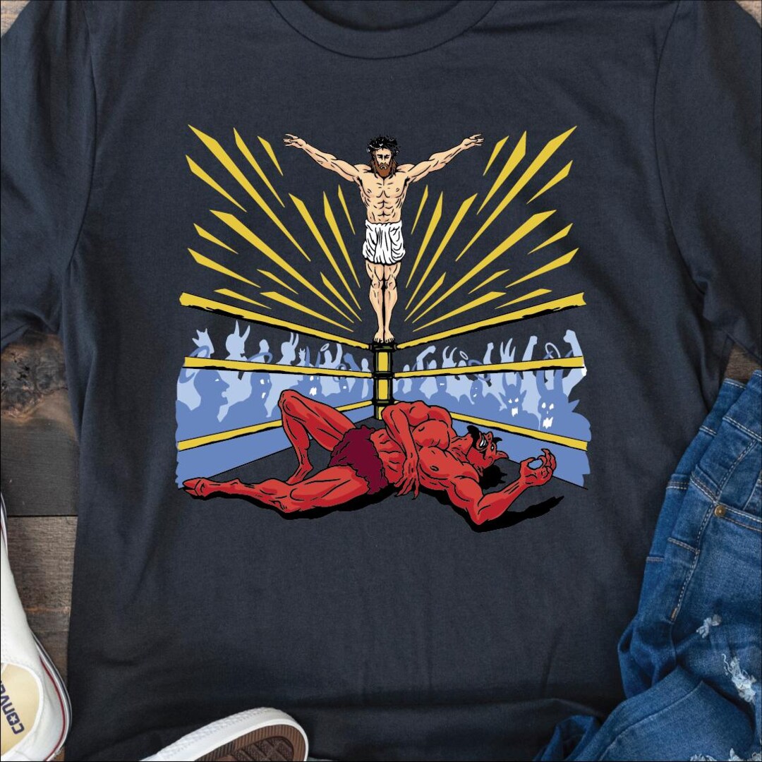Jesus Defeats Satan Shirt • Christian Spiritual Warfare Tee • Bold ...