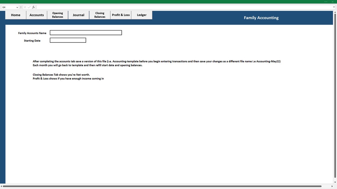 Family Account Excel Program - Etsy