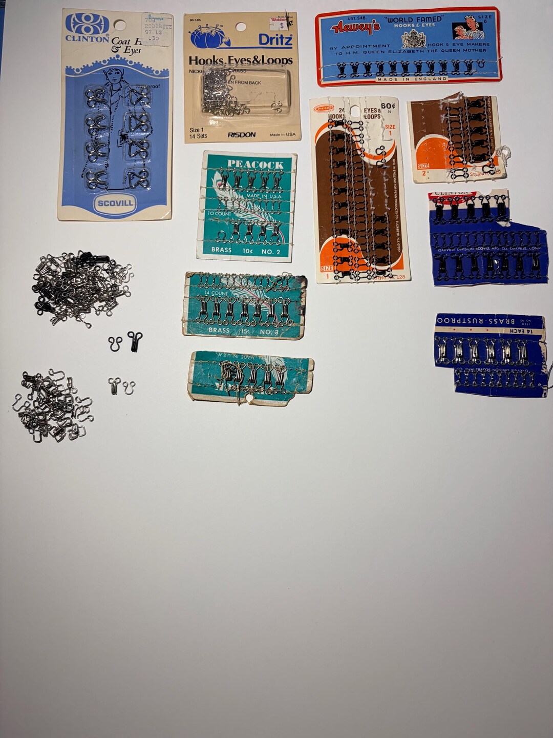 Vintage Hook Eye and Loops Various Sizes and Finishes Nickel Plated ...