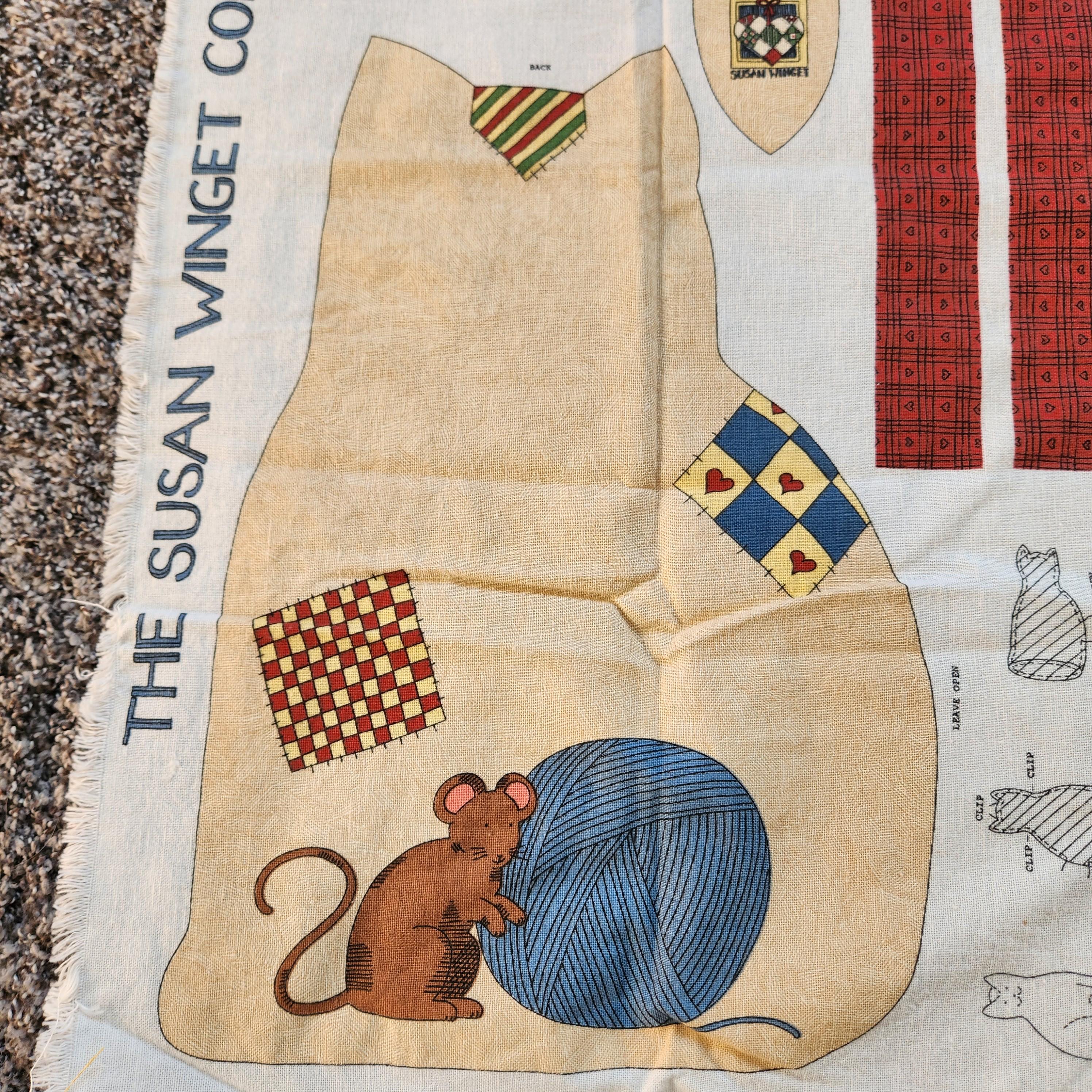 Vintage Susan Winget Cotton Fabric Panel Sadie the Cat Collection for ...