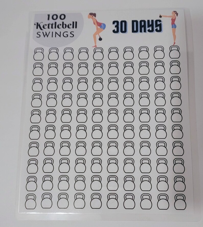 30 Day Kettlebell Swing Challenge Tracker (printable PDF) - Etsy