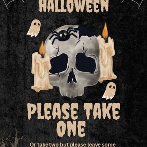 Take One Candy Sign / Halloween Candy Sign / Trick or Treat - Etsy