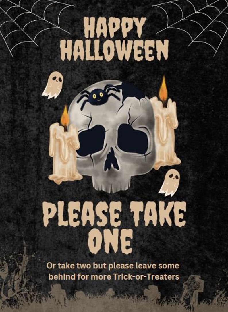 Take One Candy Sign / Halloween Candy Sign / Trick or Treat - Etsy