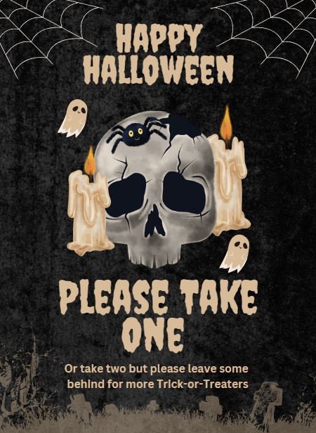 Take One Candy Sign / Halloween Candy Sign / Trick or Treat - Etsy