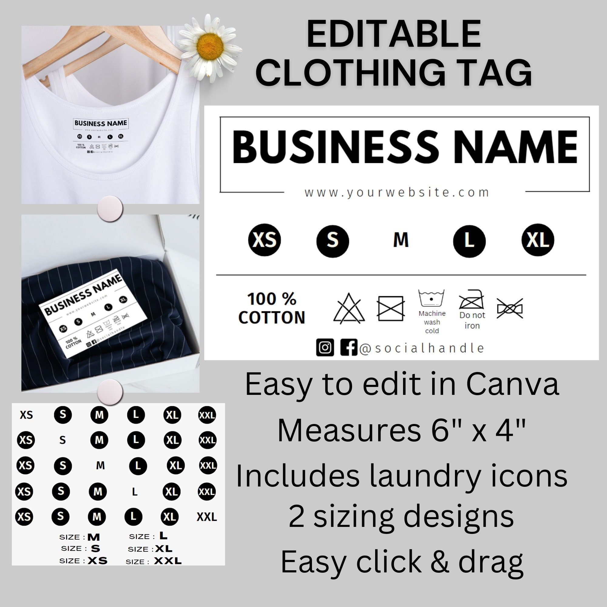 Business Tag Template , Editable Clothing Tag , Custom Shirt Tags ...