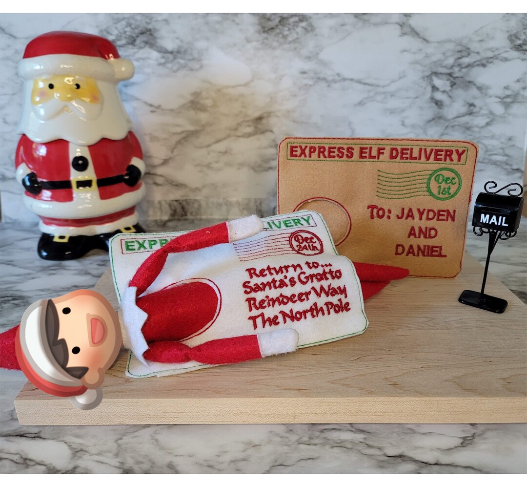 Personalized Embroidered Elf Arrival Envelope: Felt Christmas Tradition ...
