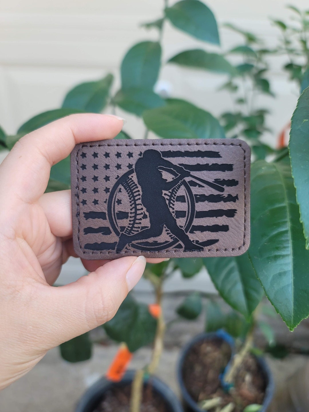 Baseball Leather Patch, American Flag Leather Patch, Adhesive Leather ...