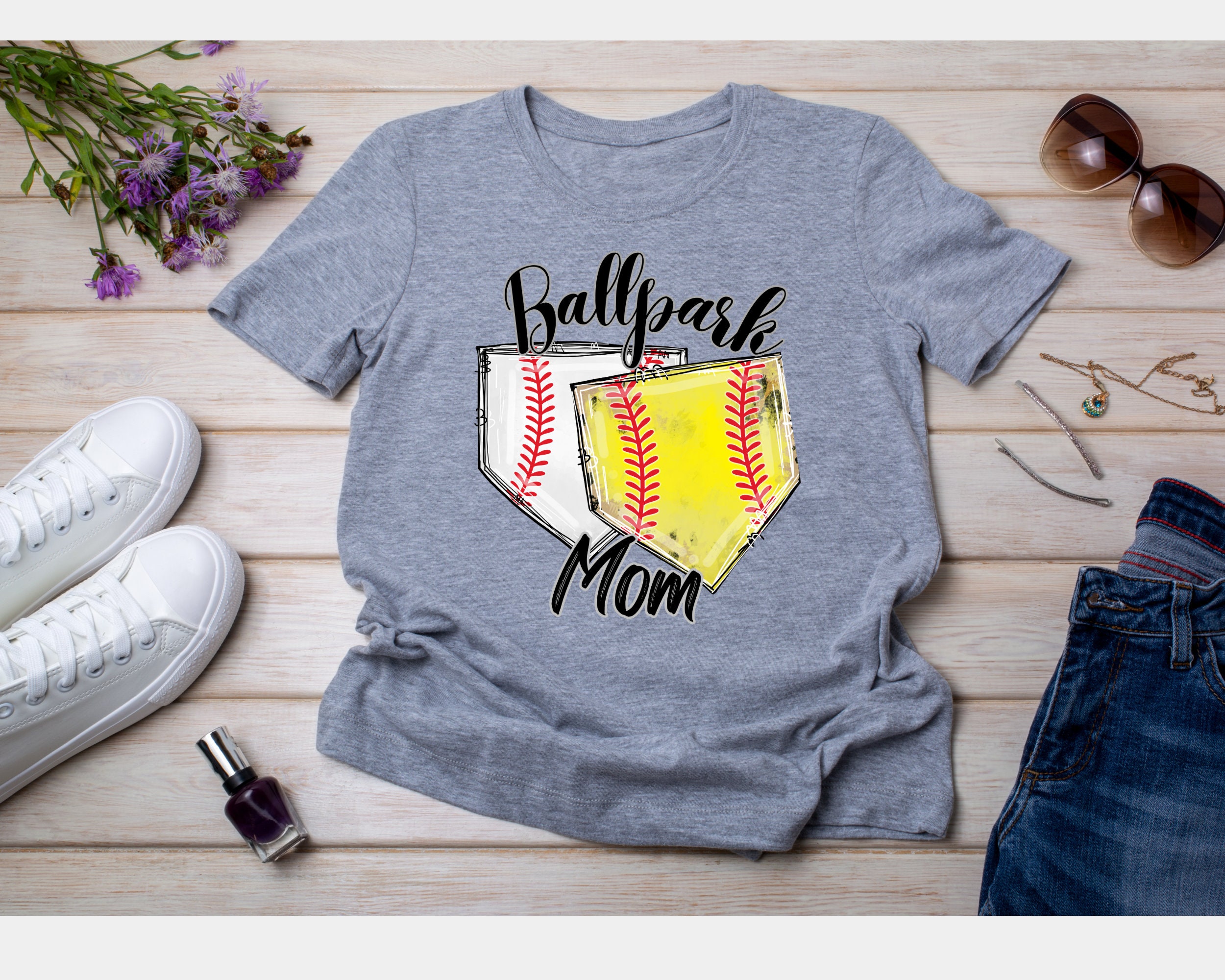 Ballpark Mom Png, Ballpark Mom Half Baseball Half Softball, Ballpark ...