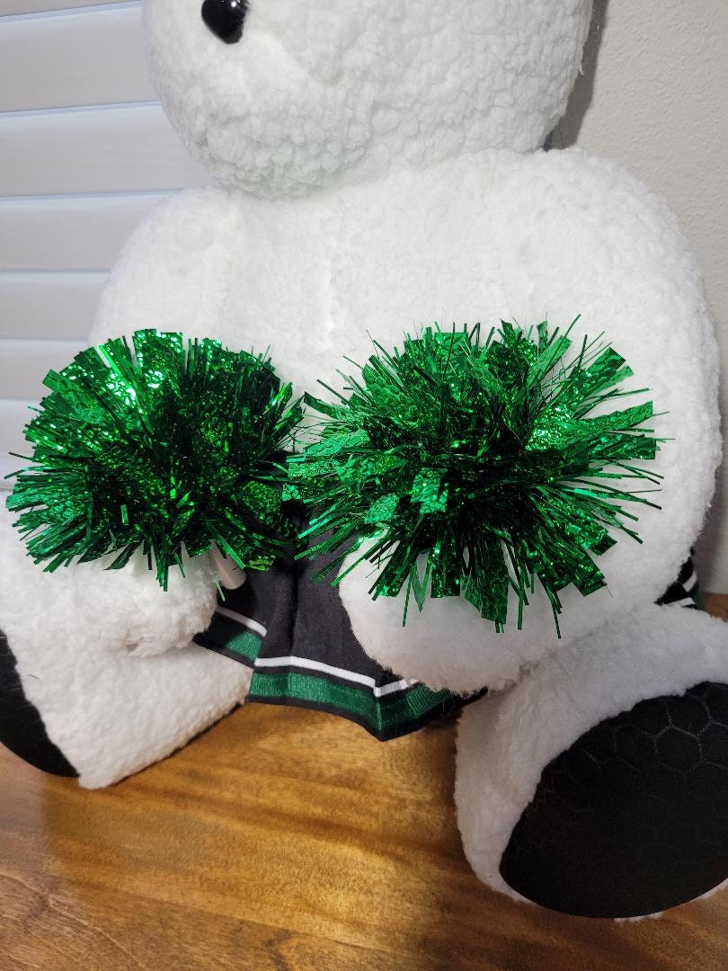 Cheerleader Teddy Bear in Black/green Skirt With Pom-poms - Etsy