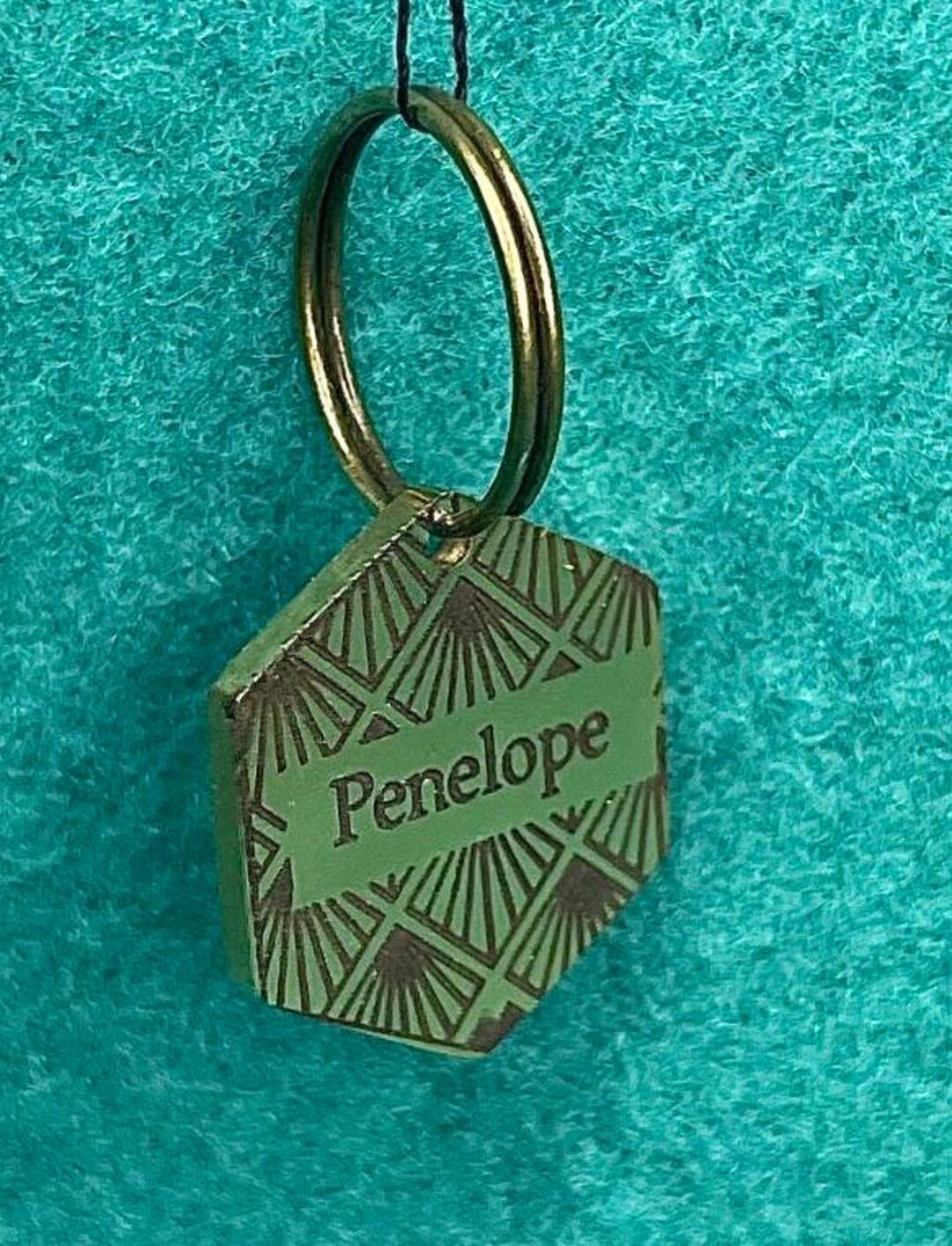 Art Deco Style Engraved Hexagonal Dog ID Tag - Personalised Themed Tags ...
