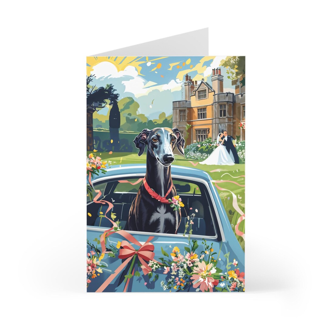 Black Greyhound Wedding Card - A6 - Art Work (greeting Cards / Whippet ...