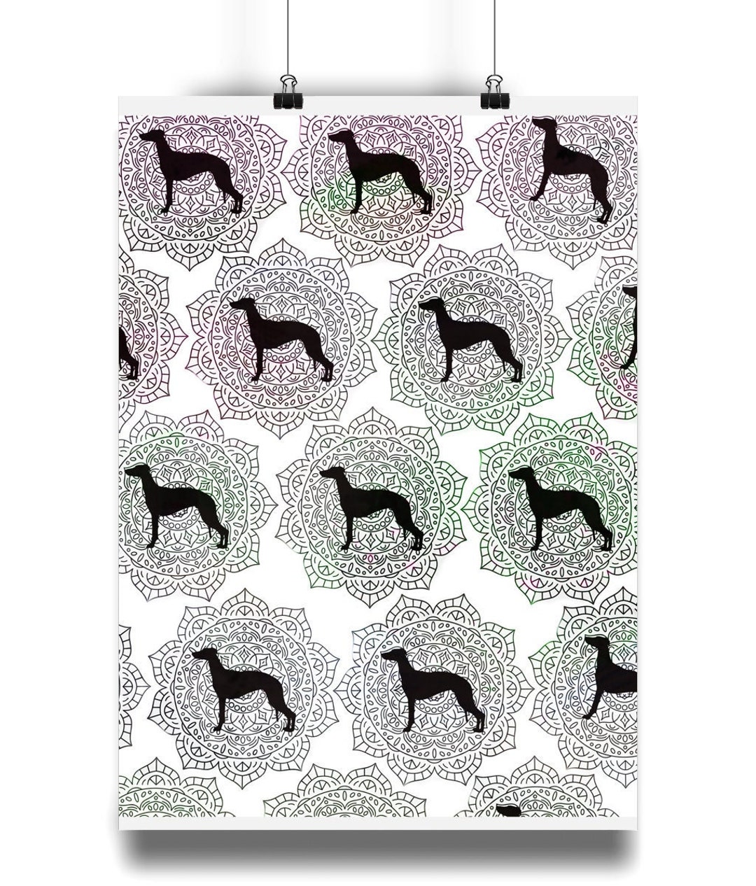 Whippet / Italian Greyhound / Wiggy Mandala Pattern Print - Etsy