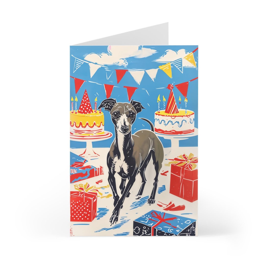 Italian Greyhound / Whippet Birthday Card - A6 - Art Work (greeting ...
