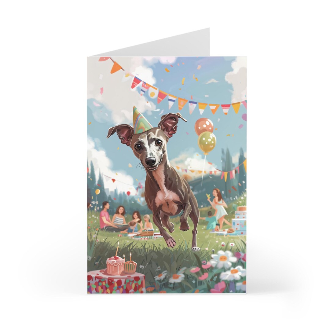 Italian Greyhound Birthday Card A6 Art Work greeting Cards / Whippets ...