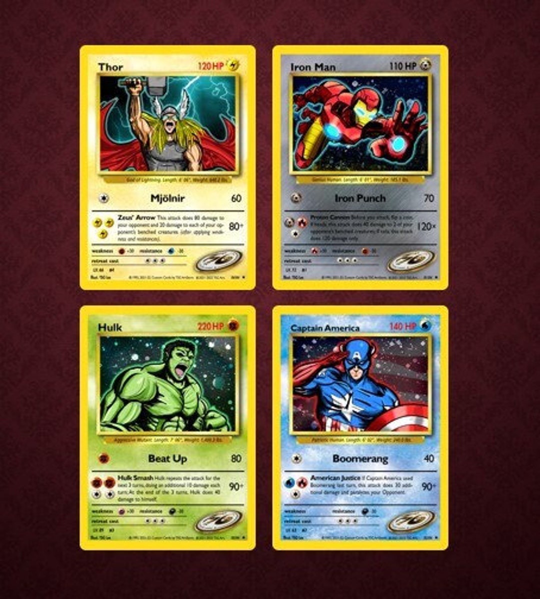 Marvel Avengers Custom Card Set Iron Man Captain America Hulk Thor - Etsy