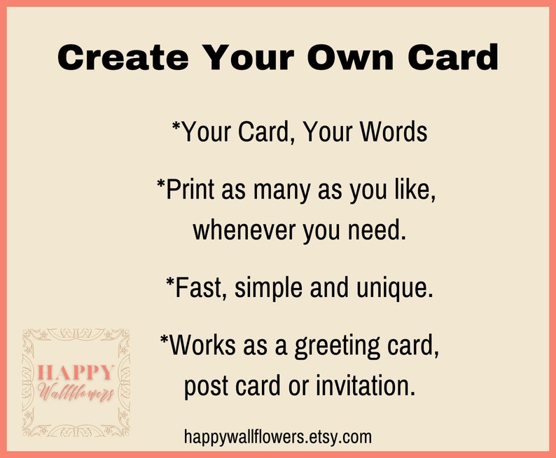 Create Your Own Card Custom Printable Greeting Card Personalized Gift ...