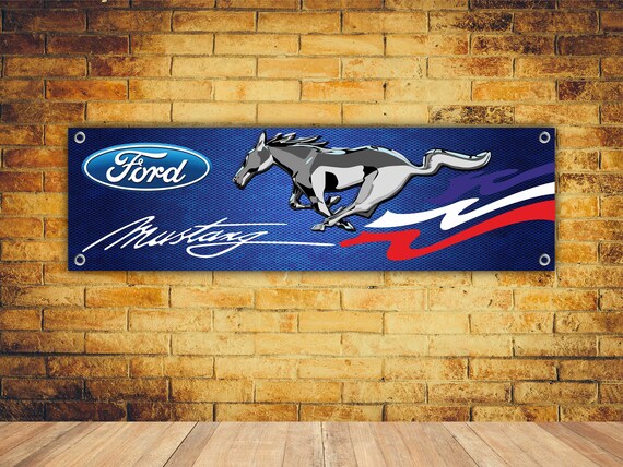 Ford Mustang Logo Banner Vinylgarage Signoffice or | Etsy
