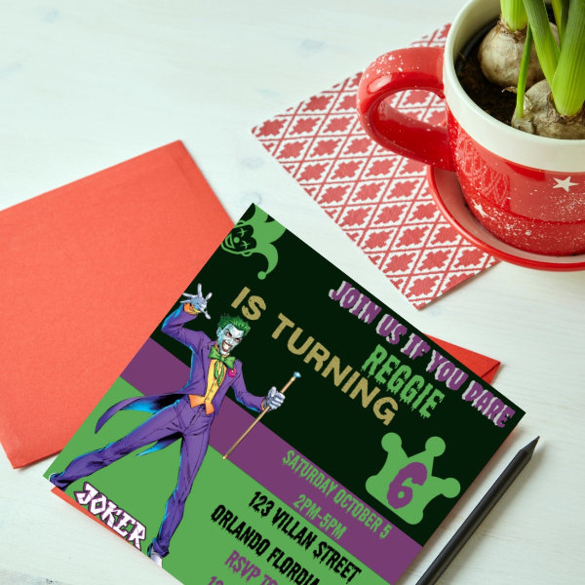 Joker Birthday Invitation Template, Joker Birthday Party, Super Villain ...