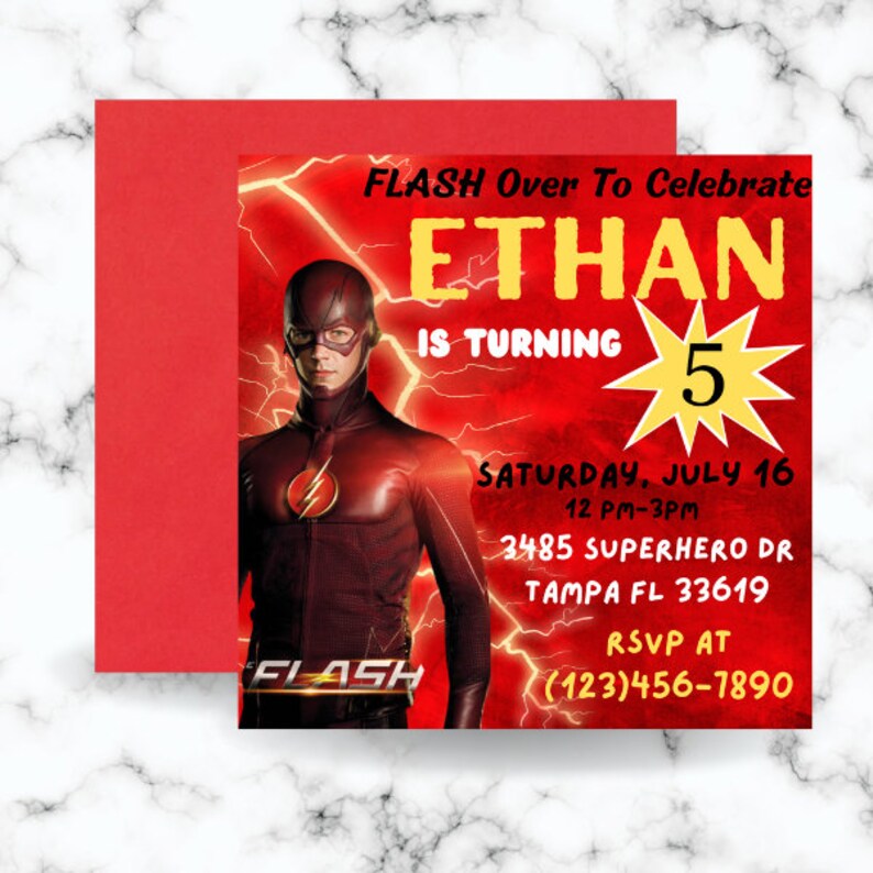 Flash Birthday Invitation Template, Editable Flash Birthday Party ...