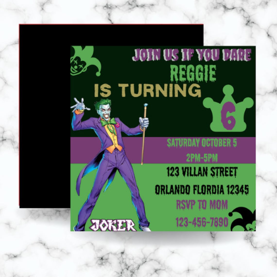 Joker Birthday Invitation Template, Joker Birthday Party, Super Villain ...