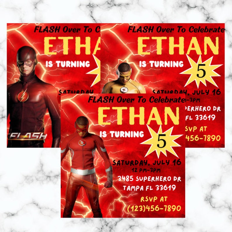 Flash Birthday Invitation Template, Editable Flash Birthday Party ...