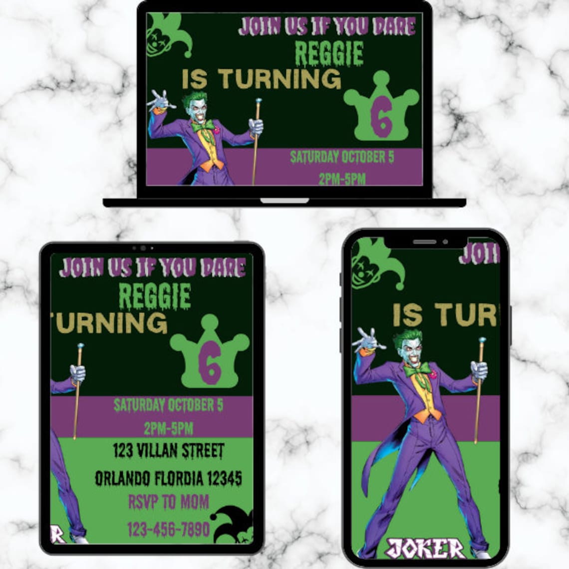 Joker Birthday Invitation Template, Joker Birthday Party, Super Villain ...